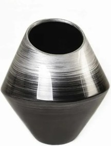 Stojací váza SARI ze sklolaminátu, stříbrná/černá (spirálová černá)