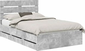Rám postele s čelo Betonově šedá 135 x 190 cm Inženýrské dřevo 3411840