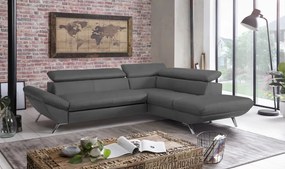 Rohová sedací souprava Estelle, kouřově šedá látka, pravý roh