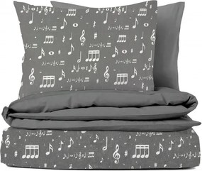 Ervi Bavlněné povlečení oboustranné - Music Style/šedé