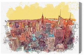 Obraz Barevné Newyorské Mrakodrapy Jako Malované Nedostatek Nedostatek Plátno Canvas 30x20