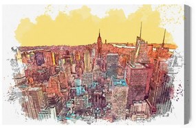 Obraz Barevné Newyorské Mrakodrapy Jako Malované Nedostatek Nedostatek Přírodní plátno 30x20