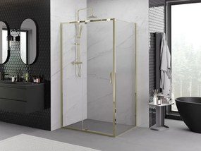 Mexen Exo, výklopný sprchový kout 145 x 120 cm, čiré sklo, zlatý profil, 819-145-120-50-00
