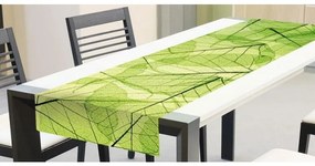 DIMEX | Běhoun na stůl Listy TS 006 | zelená | 40 x 140 cm