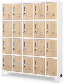 Skříň s 20 uzamykatelnými boxy, bílá/dub sonoma, 1360x1720x450 mm: ROBERT Eco Design