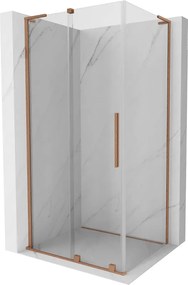 Mexen Velar L, sprchový kout s posuvnými dveřmi 90 x 100 cm, 8mm čiré sklo, měděná matná, 871-090-100-03-65