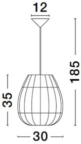 Nova Luce Závěsné svítidlo MARLO přírodní ratan, 30cm, E27 1x12W