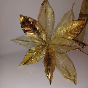 Dekorace umělý květ, 31 × 20 cm, zlatá