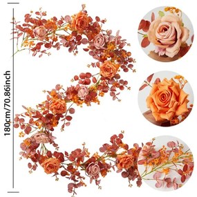 Dekorační umělé květiny (girlanda) - hedvábná růže s lístky Varianta: Style 03