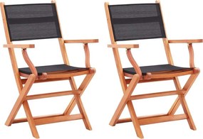 vidaXL Skládací zahradní židle 2 ks masivní eukalyptus textilen [48690] Barva: Černá