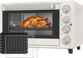 HOMCOM stolní elektrická trouba 32 L 1600 W se 3 režimy ohřevu, časovač, nastavitelná teplota 52,2x38,1x33,5 cm krémová