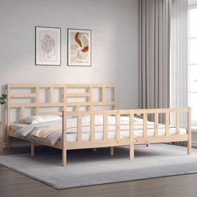 Rám postele s čelem Super King Size masivní dřevo 3193091