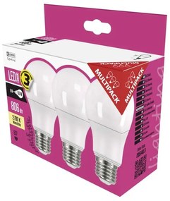 Teplé LED žárovky v sadě 3 ks E27, 8,5 W, 230 V - EMOS