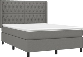 Box spring postel s matrací a LED tmavě šedá 140x190 cm textil 3138550