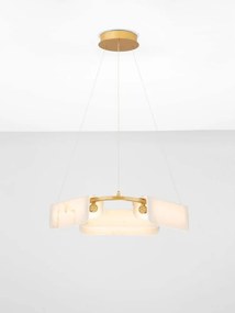Krémové/v mosazné barvě LED stmívatelné závěsné svítidlo v dekoru mramoru ø 63 cm Aider – Nova Luce