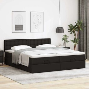 Osmanský rám postele s matracíes černá 160x200cm umělá kůže 3311951