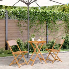 3dílný bistro set taupe textil a masivní dřevo 3281750