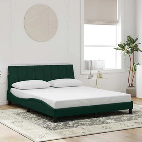 Rám postele s LED osvětlením bez matrace Hanko tmavě zelený 160 x 200 cm samet 3213790