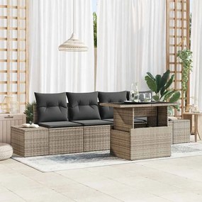 Set pohovek 5 ks Šedá polyratan 3349085