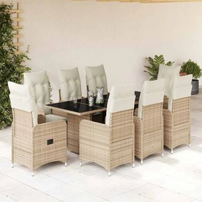 9dílný zahradní bistro set s poduškami béžový polyratan 3277106