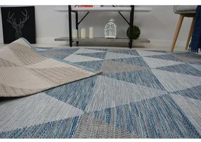 koberec SISAL LOFT 21132 TROJÚHELNÍKY slonová kost/stříbrný/modrý velikost 200x290 cm | krásné koberce cz