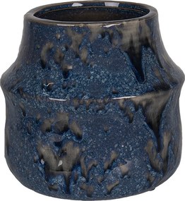 Modrý keramický obal na květináč Blue Dotty M - Ø 15*13 cm