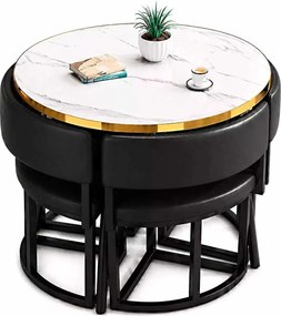 LuxuryForm DESIGN Jídelní set MONTE 4+1 - černý / bílý