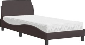 Postel s matrací Dover tmavě hnědá 80 x 200 cm textil 3208287