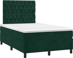 Box spring postel s matrací a LED tmavě zelená 120x190 cm samet 3270332