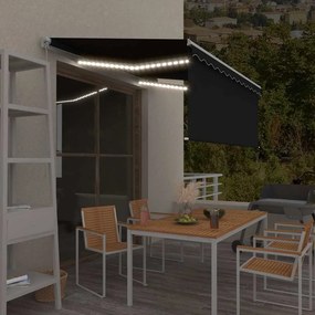 Ručně zatahovací markýza s roletou a LED 3,5x2,5 m antracitová 3069284