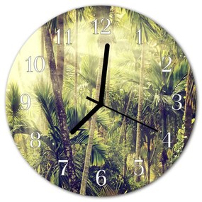 Nástenné skleněné hodiny palmy fi 30 cm