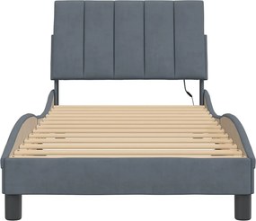 Rám postele s LED osvětlením bez matrace Hanko tmavě šedý 80 x 200 cm samet 3213746