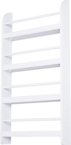 HOMCOM Nástěnná knihovna se 4 policemi - dětská knihovna pro domácí kancelář, nosnost 30 kg, 59x12x113 cm, bílá