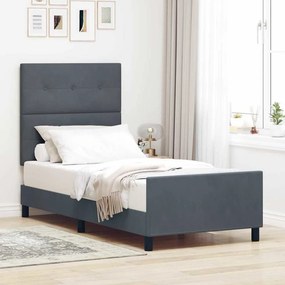 Postel s boxspringem s čelo Tmavě šedá 100 x 200 cm samet 3344922