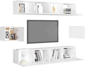 6dílný set TV skříněk bílý kompozitní dřevo 3078683