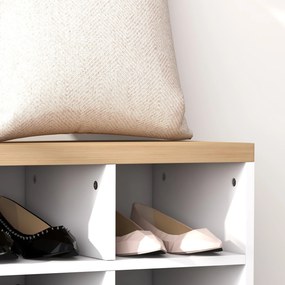 HOMCOM Stojan na kabáty a botník 2 v 1 - Vstupní nábytek se 3 háčky a policemi pro 9 párů bot 75x30x50 cm a 75x20x22,5 cm Bílý
