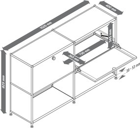 Tchibo - Kovová odkládací skříňka CN3 s přemístitelnými výklopnými dvířky - barva: bílá