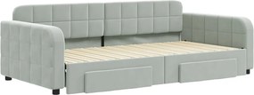 Válenda s přistýlkou a zásuvkami světle šedá 100 x 200 cm samet 3196984