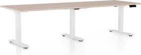 Výškově nastavitelný stůl OfficeTech Long, 240 x 80 cm, bílá podnož, dub