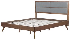 Dřevěná postel 180 x 200 cm tmavohnědá POISSY Beliani
