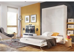 Sklápěcí postel Concord Pro I, Rozměr postele: 120 x 200 cm, Barva: bílá / bílý lesk