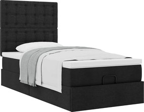 Osmanský rám postele s matrací černá 90x190cm textil 3313287