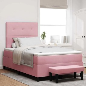 Postel s boxspringem s čelo Růžová 200 x 120 cm samet 3344509