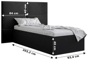 Jednolůžková postel s čalouněným čelem 90 cm Brittany 2 (černá matná + mátová) (s roštem). 1045907