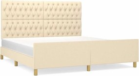 Rám postele bez matrace krémový 180 x 200 cm textil 3125321