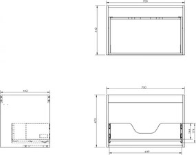 Mexen Box-A, závěsná skříňka 70 cm, 1 zásuvka, ořech, 91AX0-0700-470-1-86