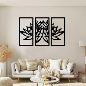 dřevo života 3dílny obraz LOTOSOVÝ KVĚT Barevný vzor: Černá, Rozměry (cm): 124x80