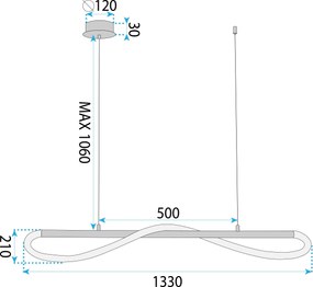 Toolight, LED závěsné svítidlo 120 cm 60W APP853-CP LONG BLACK, černá-bílá, OSW-04030