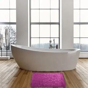 MSV PEBBLES koupelnová předložka 40 x 60 cm fialová / polyester, PU pě
