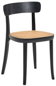 OnaDnes -20% Černá jasanová jídelní židle Kave Home Romane s ratanovým výpletem